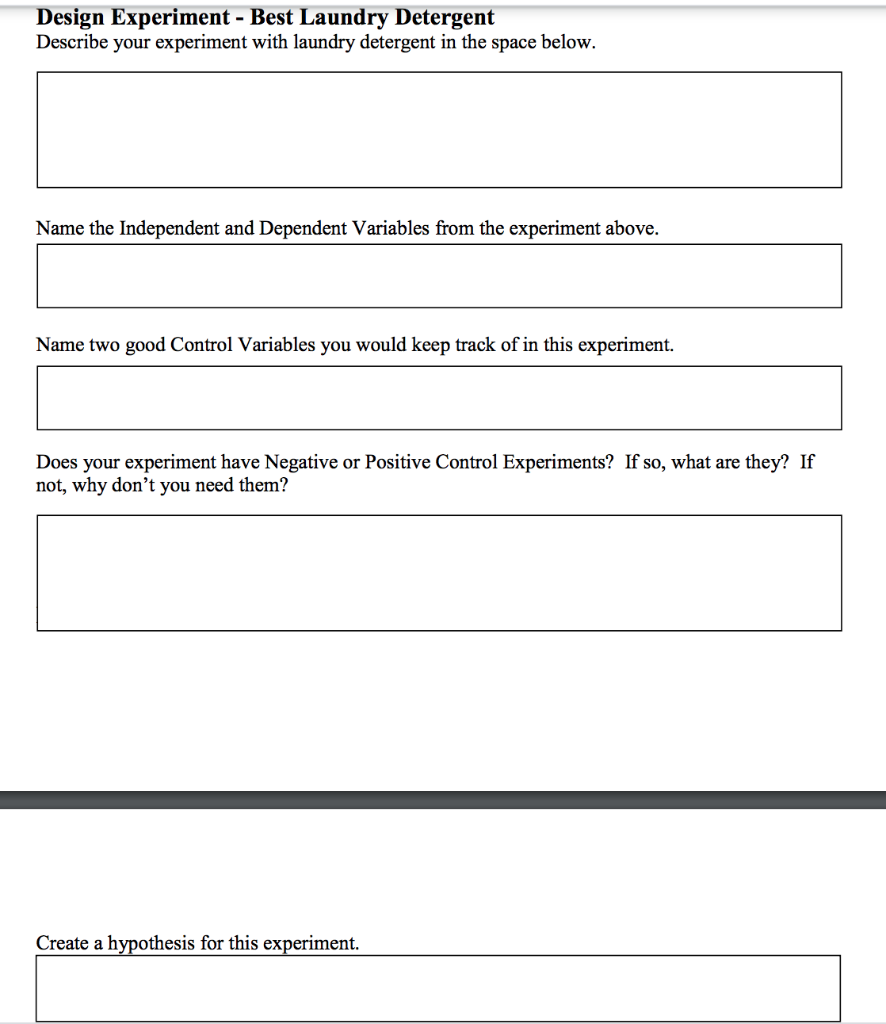 Solved Design Experiment - Best Laundry Detergent Describe | Chegg.com
