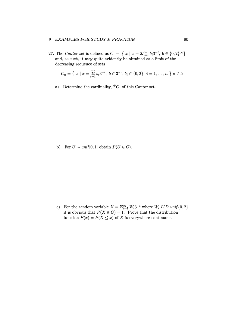 9 EXAMPLES FOR STUDY \& PRACTICE 90 27. The Cantor | Chegg.com