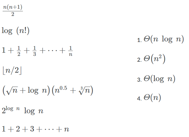 Solved Match the following functions to their asymptotic | Chegg.com