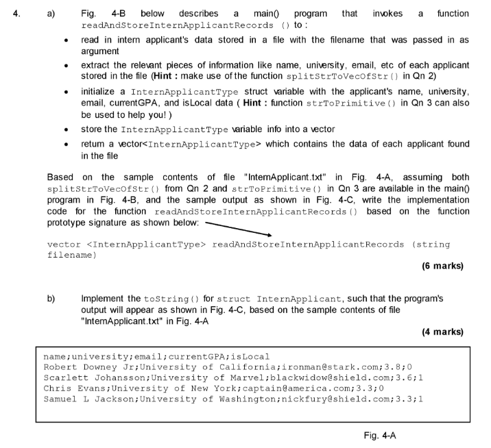 Solved a a) Fig. 4-B below describes a maino program that | Chegg.com