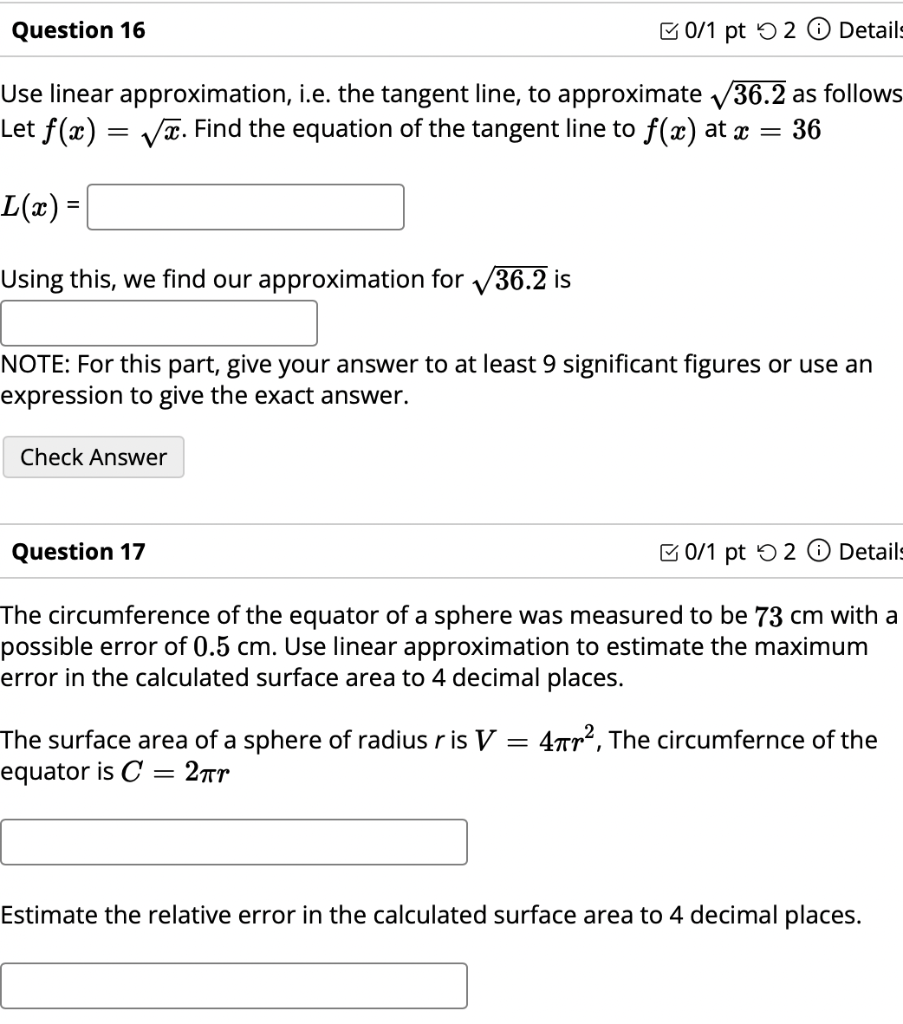Solved Use linear approximation, i.e. the tangent line, to | Chegg.com