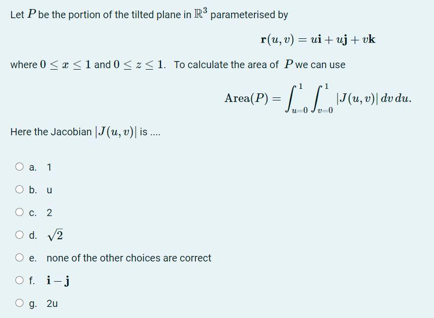 Solved Let P be the portion of the tilted plane in R3 | Chegg.com
