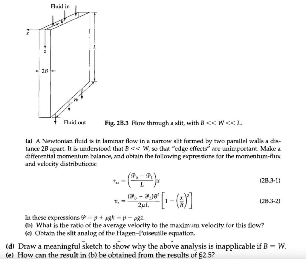 Solved ig. 2B.3 Flow through a slit, with B