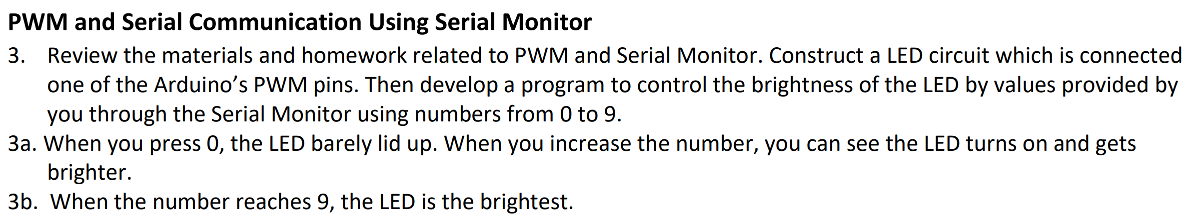 Solved PWM and Serial Communication Using Serial Monitor 3. | Chegg.com