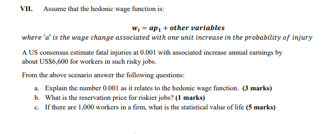 Solved Wage V. Figure 3 Hedonic Wage Function VI. U₁ 7M. U. | Chegg.com