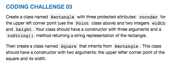 Solved CODING CHALLENGE 03 Create a class named Rectangle | Chegg.com