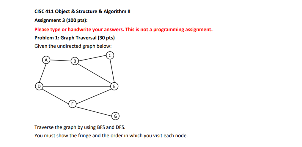 Solved CISC 411 Object \& Structure \& Algorithm II | Chegg.com