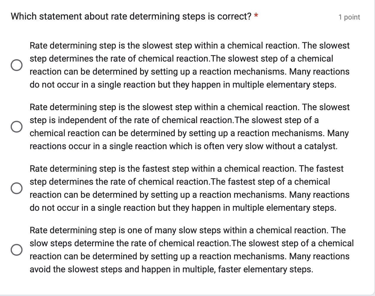 Solved Which statement about rate determining steps is | Chegg.com