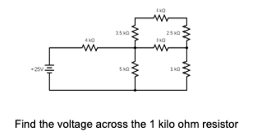 Solved Find the voltage across the 1 kilo ohm resistor | Chegg.com