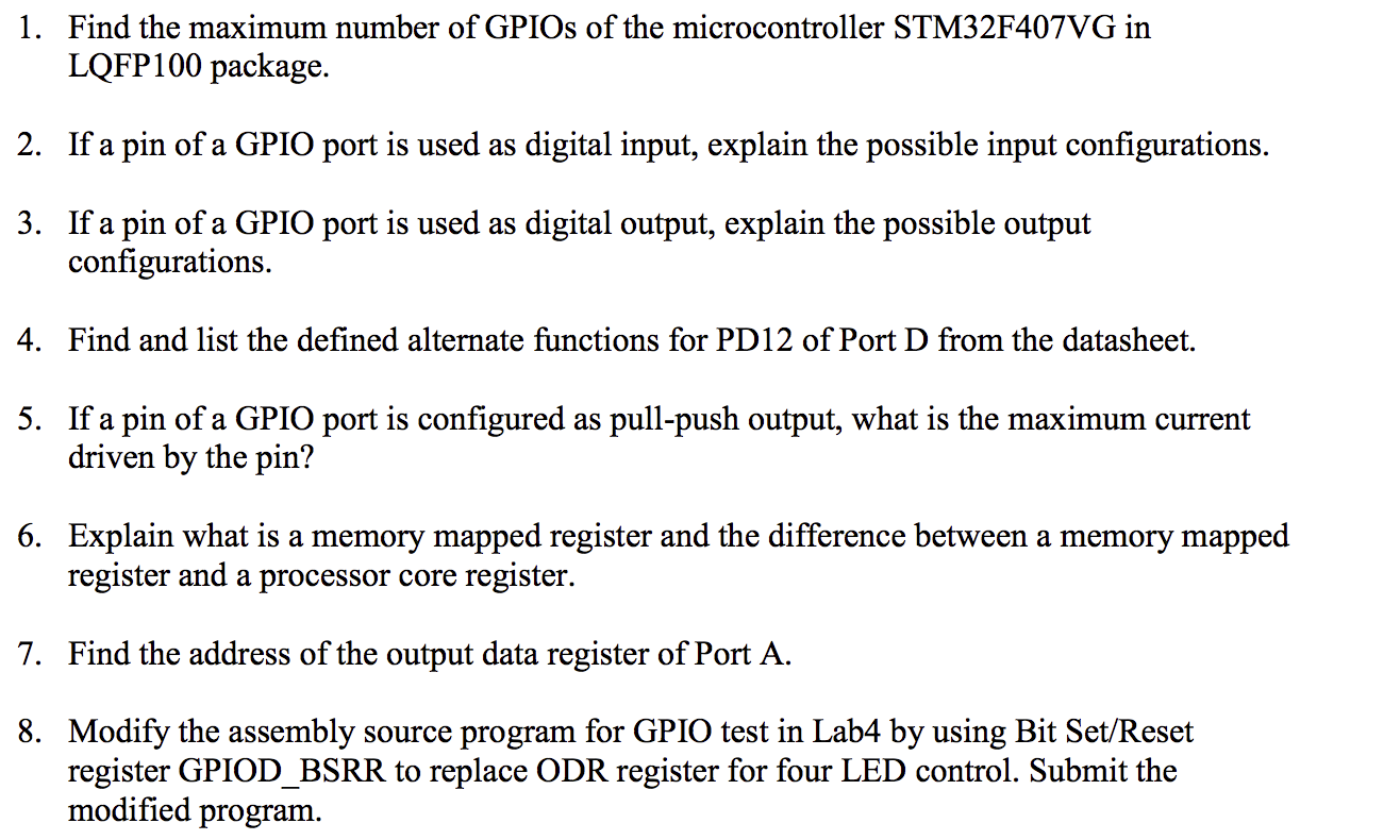 Solved 1. Find the maximum number of GPIOs of the | Chegg.com