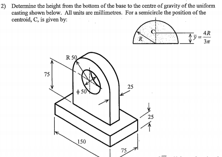 Solved 2) Determine the height from the bottom of the base | Chegg.com