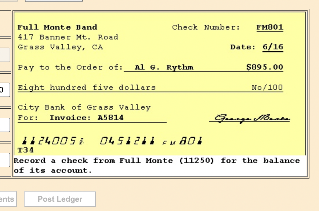 Solved Full Monte Band Check Number: FM801 417 Banner Mt. | Chegg.com