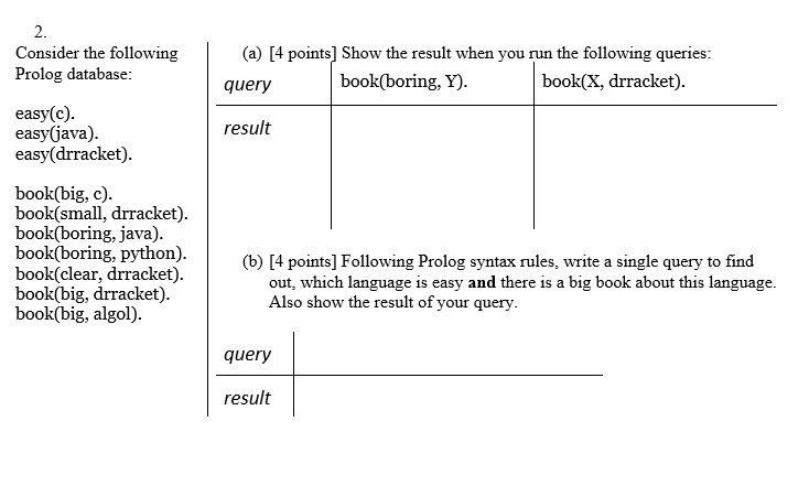 Consider the following Prolog database: (a) [4 | Chegg.com