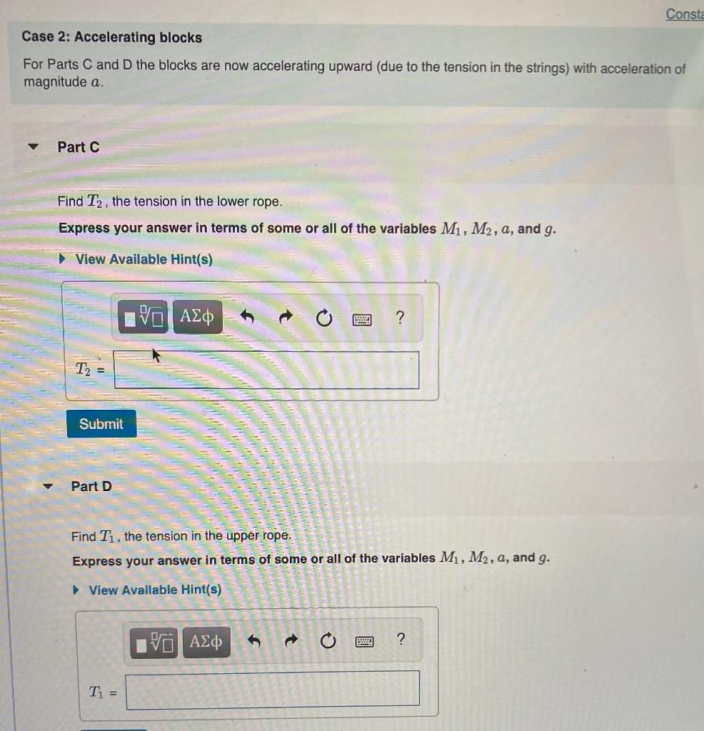 Solved Consta Case 2: Accelerating blocks For Parts C and D | Chegg.com