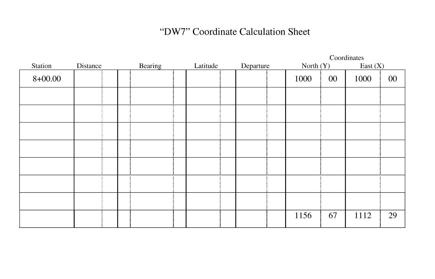 Solved Calculate the alignment traverse on “DW 7” from | Chegg.com