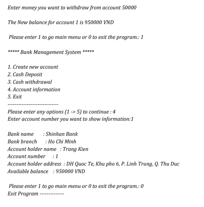 Solved Topic A: Write a simple Bank Management Program using | Chegg.com