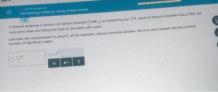 Solved O STOICHIOMETRY Calculating molarity using solute | Chegg.com