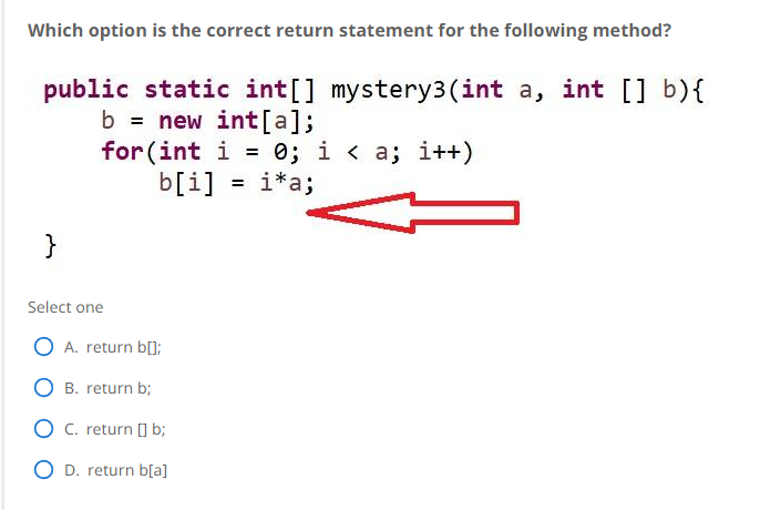 Solved Which option is the correct return statement for the | Chegg.com