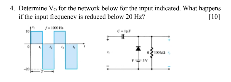 Solved 4. Determine VO for the network below for the input | Chegg.com