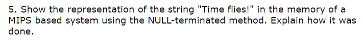 Solved 5. Show the representation of the string "Time | Chegg.com