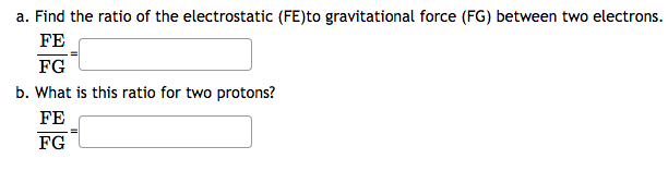 Solved a. Find the ratio of the electrostatic (FE)to | Chegg.com