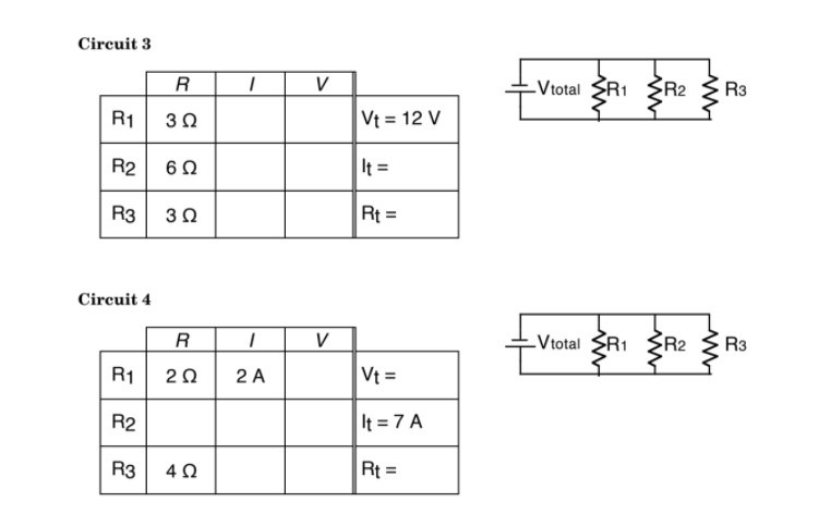 Solved Circuit 3 R 1 V -Vtotal R2 R3 R1 322 Vt = 12 V R2 6 Ω | Chegg.com