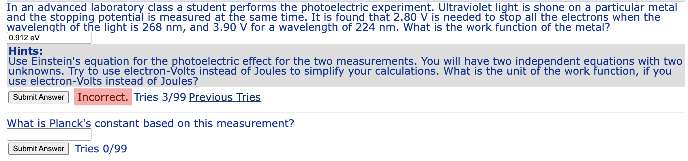 Solved In an advanced laboratory class a student performs | Chegg.com