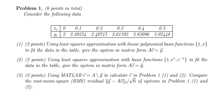 Solved Problem 1. (6 points in total) Consider the following | Chegg.com