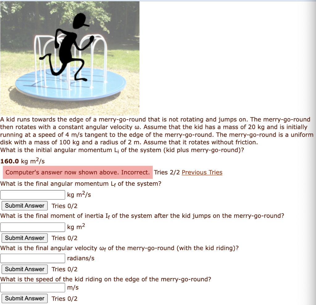 Solved A kid runs towards the edge of a merry-go-round that | Chegg.com