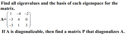Solved Find all eigenvalues and the basis of each eigenspace | Chegg.com