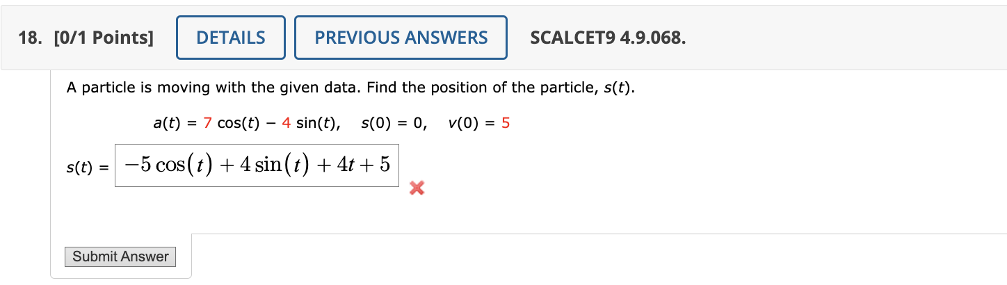 Solved A particle is moving with the given data. Find the | Chegg.com