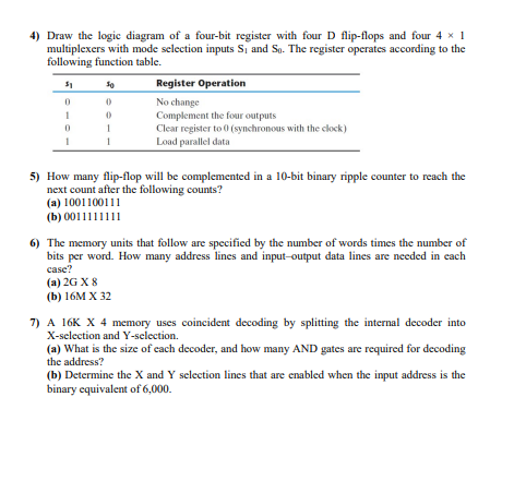 Solved Logic Design HW #4For the following state table(a) | Chegg.com