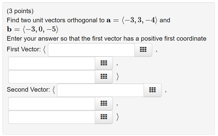Solved (3 points) Find two unit vectors orthogonal to | Chegg.com