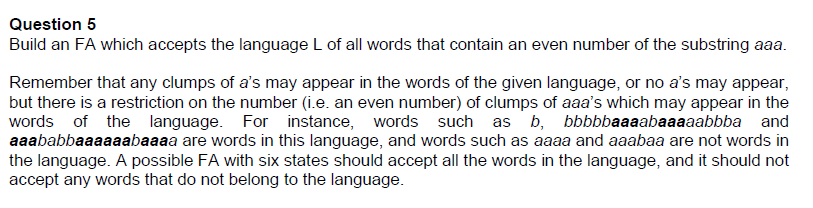 Solved Question 5 Build An Fa Which Accepts The Language L 