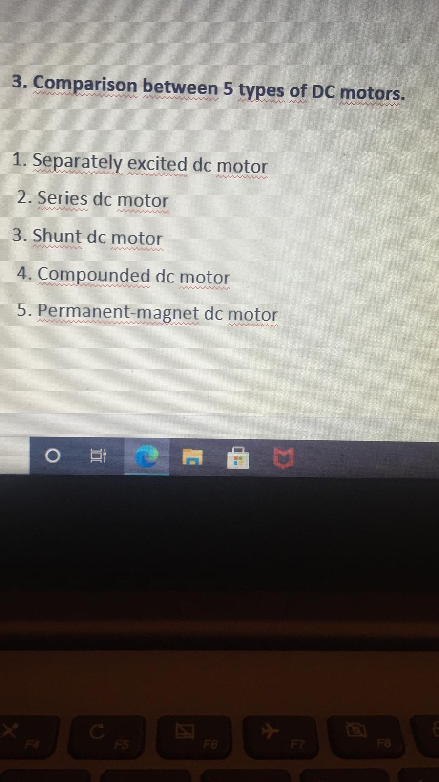 Solved 3. Comparison between 5 types of DC motors. 1. | Chegg.com