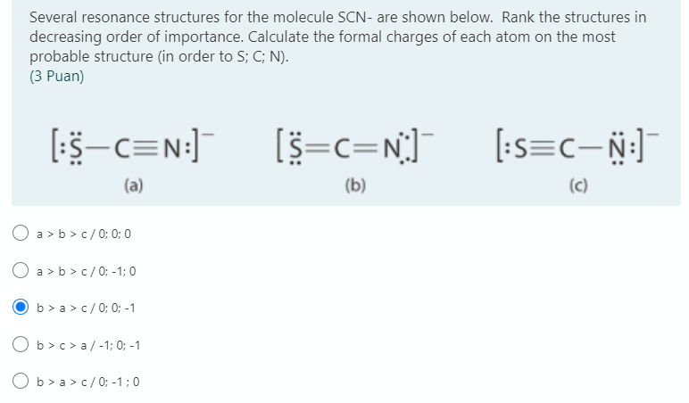 Solved Several resonance structures for the molecule SCN-are | Chegg.com