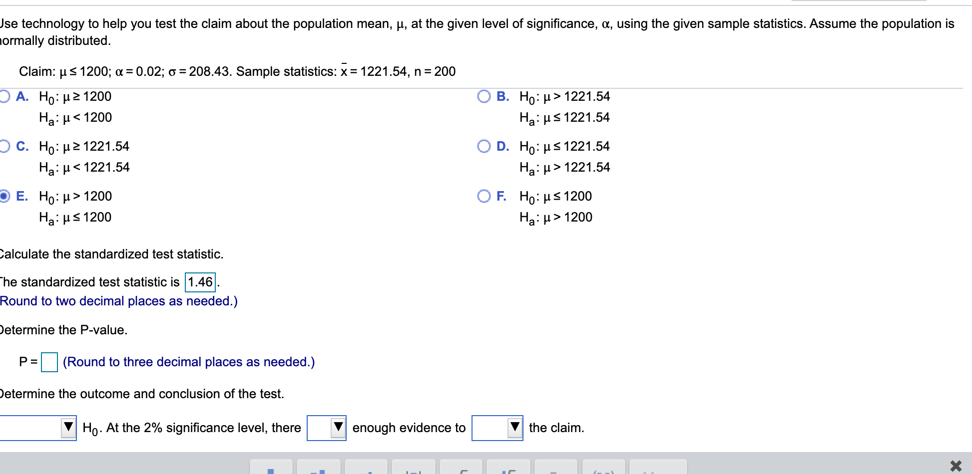 Solved Jse technology to help you test the claim about the | Chegg.com
