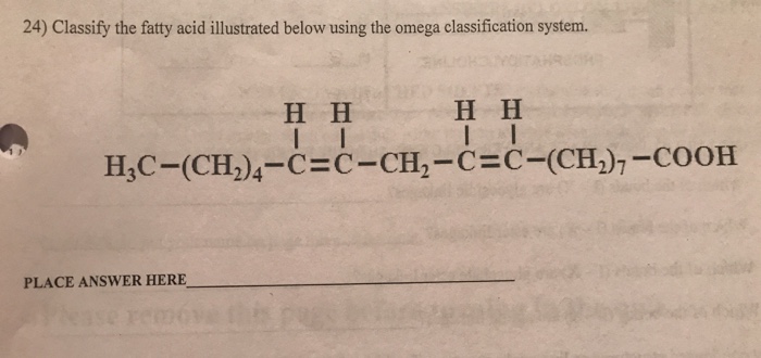 Solved 24) Classify the fatty acid illustrated below using | Chegg.com