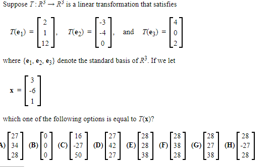 Solved Suppose T:R - R is a linear transformation that | Chegg.com