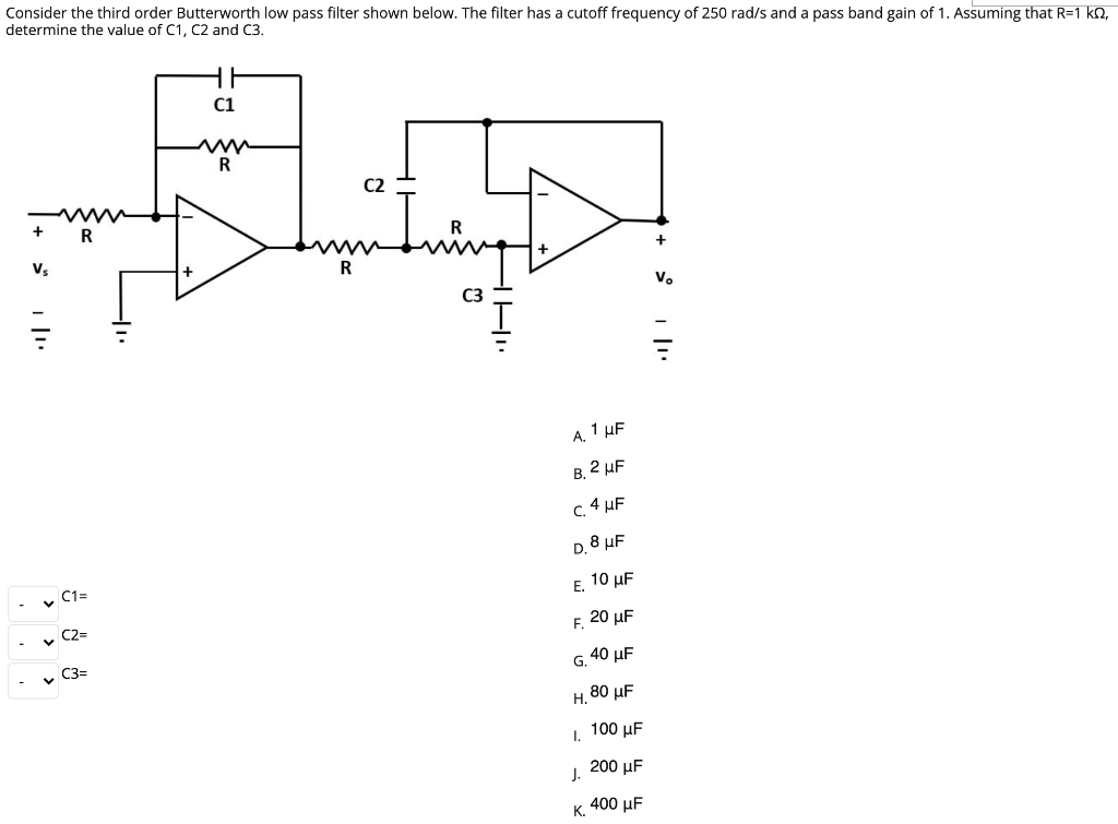 Solved Consider the third order Butterworth low pass filter | Chegg.com