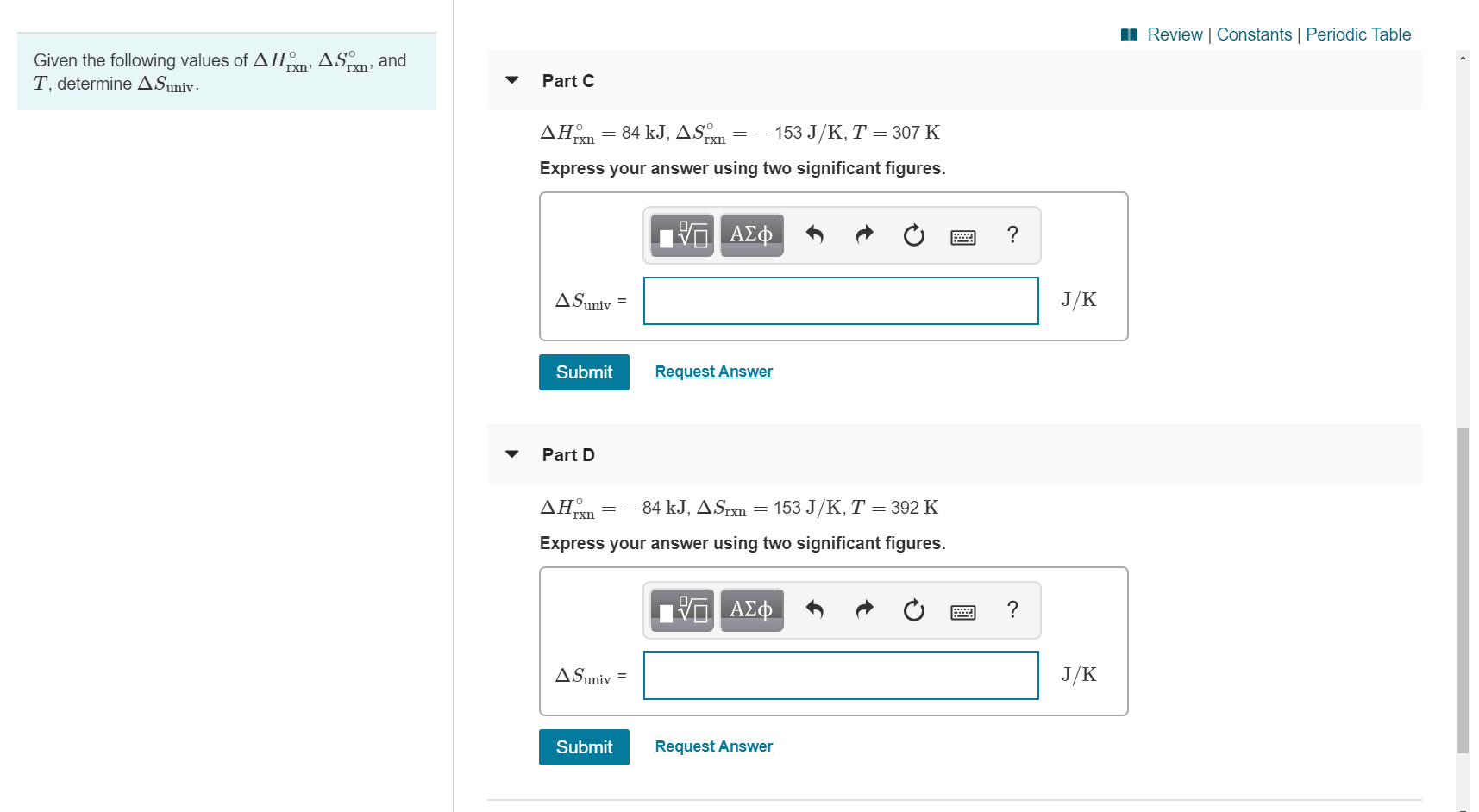 Solved A Review Constants Periodic Table Given the following | Chegg.com