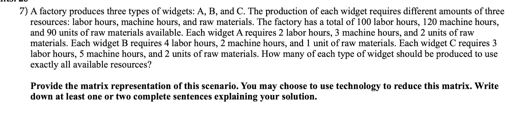 Solved A factory produces three types of widgets: A, ﻿B, | Chegg.com