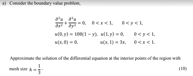 Solved a) Consider the boundary value problem, alu a2u + дх2 | Chegg.com