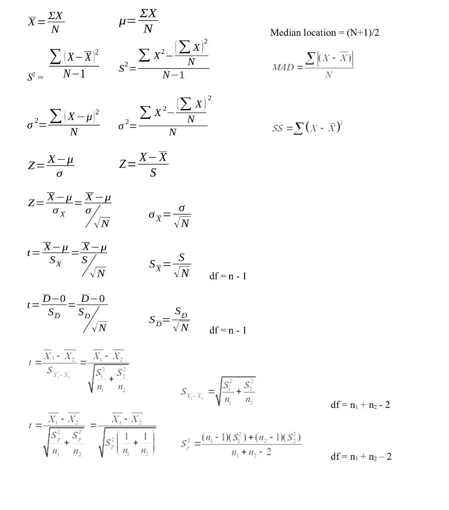 Solved can you please label each formula as what it’s for | Chegg.com