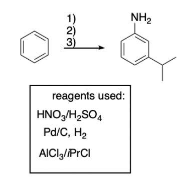 Solved NH2 1) 2) 3) reagents used: HNO3/H2SO4 Pd/C, H2 | Chegg.com