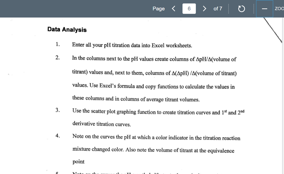 Solved 1. Enter all your pH titration data into Excel | Chegg.com
