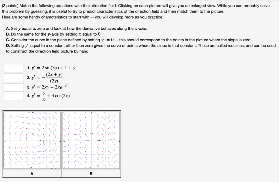 Solved (2 points) Match the following equations with their | Chegg.com