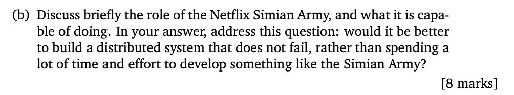 Solved (b) Discuss briefly the role of the Netflix Simian | Chegg.com