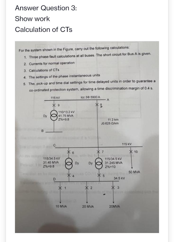 Solved Answer Question 3: Show work Calculation of CTs For | Chegg.com