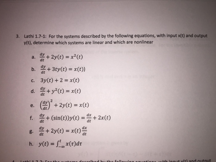 Solved For the systems described by the following equations, | Chegg.com